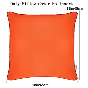 Set of 4 Outdoor Pillow Covers, Waterproof Decorative Square Throw Pillow Case for Garden Patio Tent Couch (Cover Only,No Insert) (Orange, 18x18 inch/ 45x45cm)