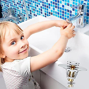 Bathroom Sink Drain Strainer, 2 Pack Universal Bathroom Sink Stopper with Hair Catcher for 1.1~1.5” Basin, Pop Up Bathroom Sink Strainer Anti Clogging Bathtub Stopper - Easy Installation