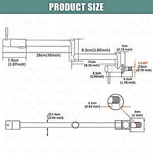 Heyalan Pot Filler 19 Inch Wall Mount Folding Stretchable Kitchen Restaurant Faucet Stainless Steel Pot Filler Double Joint Swing Arm Two Handles Commercial NPT,Straight Handle,Brushed Gold