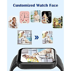 RUIMEN Smart Watches for Men Women (Answer/Make Calls) Compatible with iPhone/Android Phones, 2023 Ver. 1.85" HD Screen Fitness Tracker Heart Rate Monitor 100+ Sports Tracker Watch Waterproof (Black)