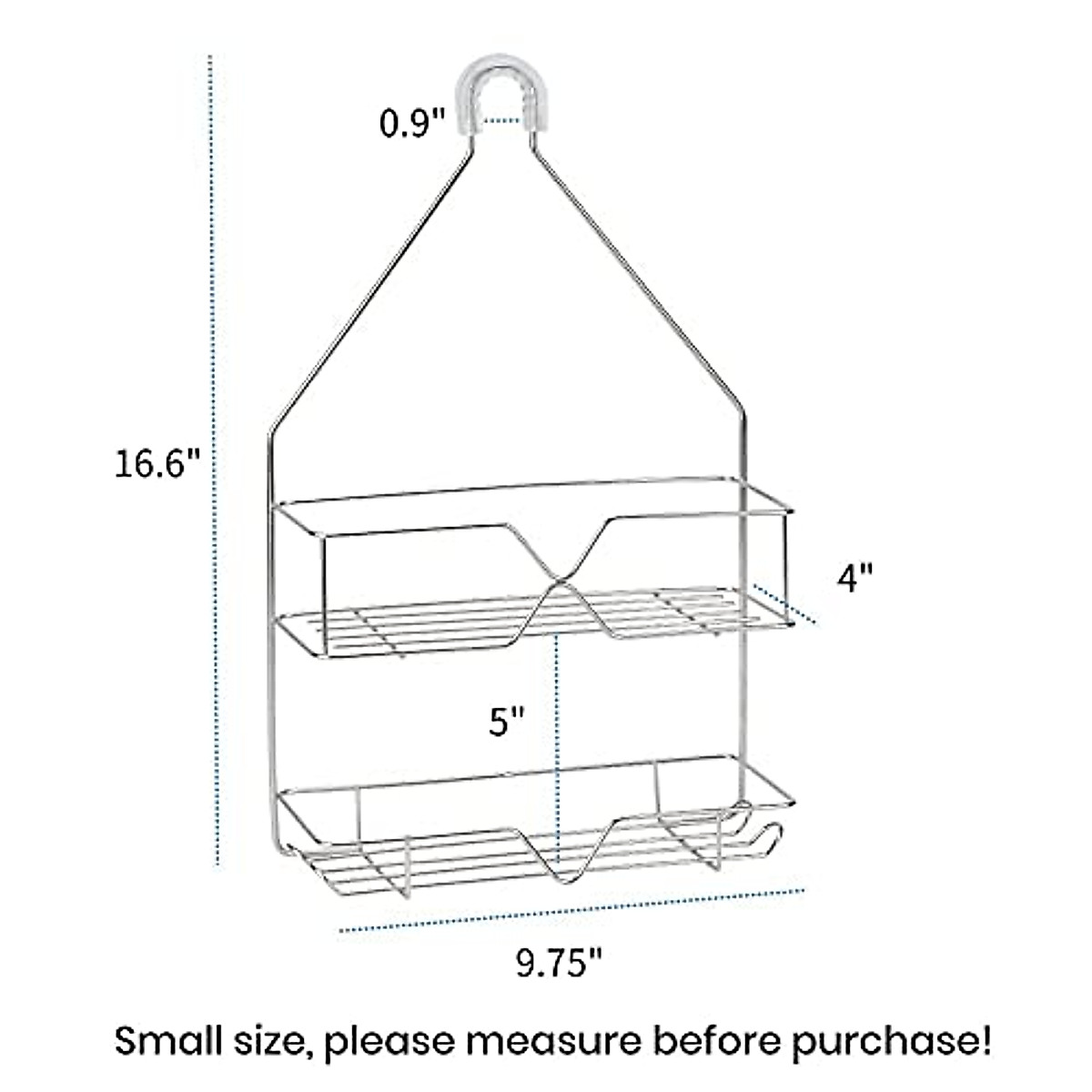 TreeLen Hanging Shower Caddy over Shower Head Bathroom Shower Organizer Rustproof with 4 Hooks for Razor Small Shampoo Racks for Shower Storage Shelf Holder-Chrome-Stainless Steel