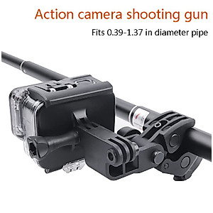 Lupholue Easy-Mounted Gun/Rod/Bow Camera Clamp Mount Fishing Pole Clamp with Front & Rear Camera Mounts for GoPro Hero 10, 9, 8, 7, (2018), 6 5, Hero Black, Session, Xiaomi Yi, SJCAM, Campark