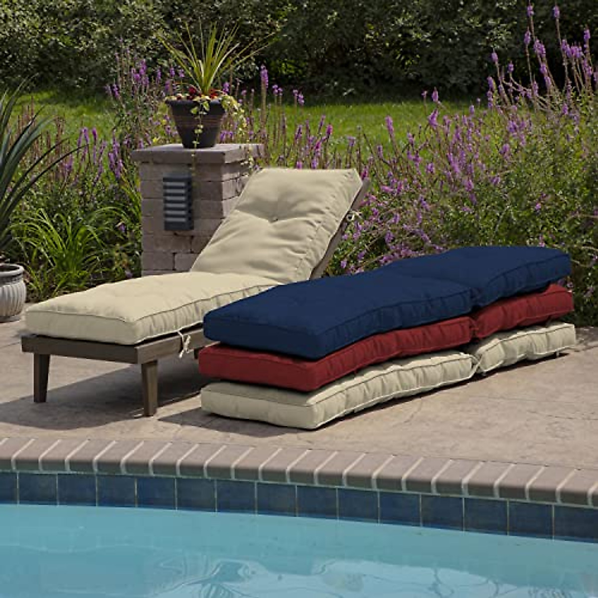 Arden Selections PolyFill Outdoor Chaise Lounge Cushion 76 x 22, Tan Leala