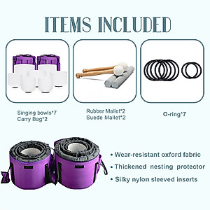 CVNC 432HZ 7-12 Inch Set Of 7 Pcs Frosted Quartz Crystal Singing Bowls With 2 Pcs Carrying Case bag Sound Healing