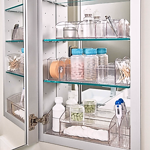 iDesign Divided Bathroom Vanity Organizer for Bathroom, Kitchen, Bedroom, Office, 9" x 3" x 2", Clear