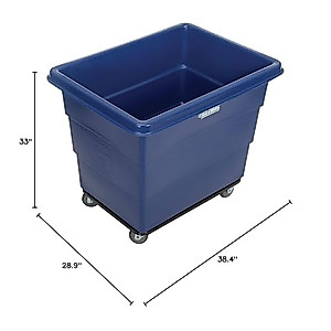 Global Industrial 12 Bushel HDPE Plastic Box Truck with Steel Base, Blue, 38-2/5"L x 28-9/10"W x 33" H