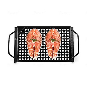 Outset 76452 Non-Stick Grilling and Bbq Grid, 7" x 11", 14" x 11", Set of 2 Black