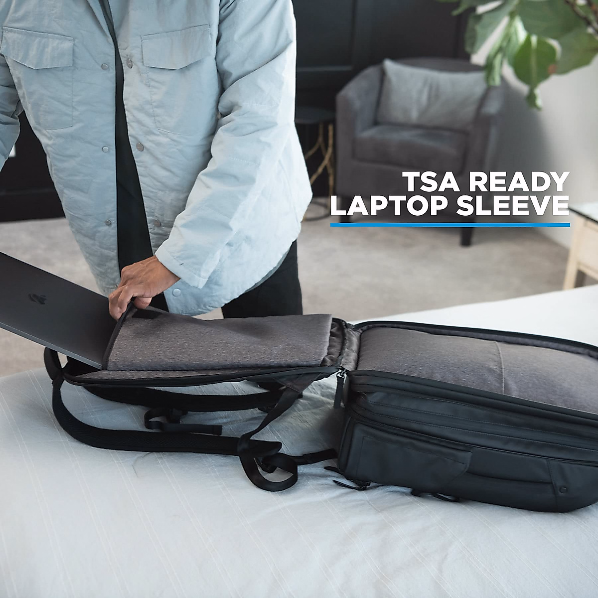 NOMATIC Travel Pack - 14L Water Resistant Laptop Bag - TSA-Ready Expandable Olive Backpack