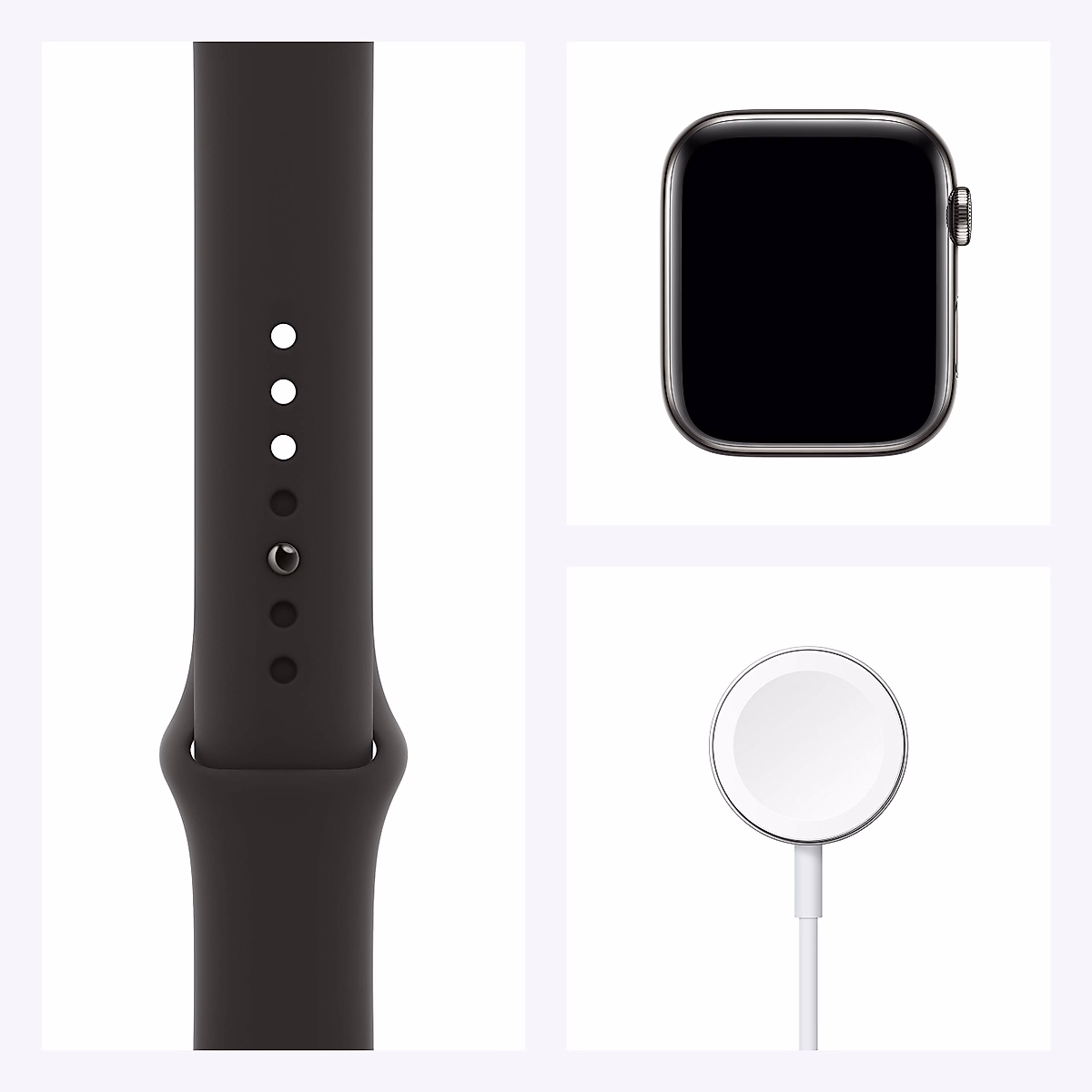 Apple Watch Series 6 (GPS + Cellular, 44mm) - Graphite Stainless Steel Case with Black Sport Band
