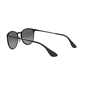 Ray-Ban RB3539 Erika Metal Round Sunglasses, Black/Polarized Light Grey Gradient Grey, 54 mm