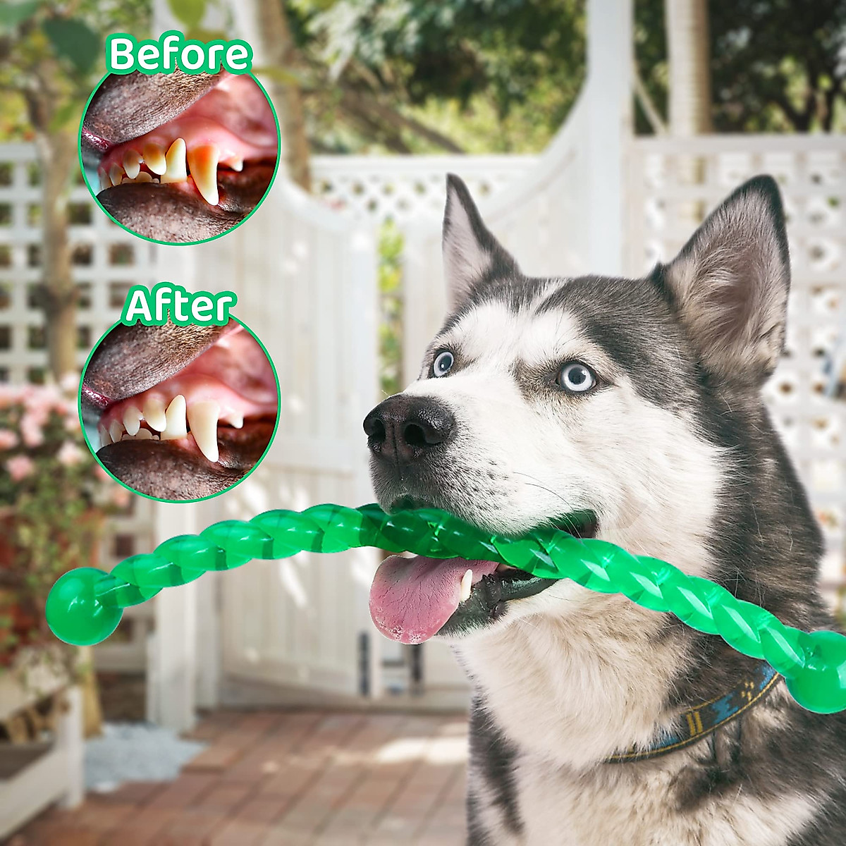 Ycozy Dog Chew Toys 11'' Long for Small/Medium Dogs Aggressive Chewers, Rubber Puppy Dog Rope Toys Knot Dental Teething Toys Almost Indestructible Washable