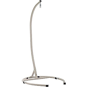 Crosley Furniture KO70230LB Cleo Indoor/Outdoor Wicker Hanging Egg Chair with Stand, Light Brown with Sand Cushions