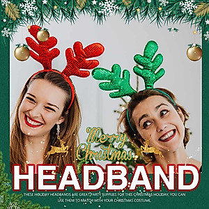 CLOACE Christmas Headbands Xmas Hair Hoop Red Santa Hat Hairband Party Costume Hair Accessories for Women and Girls(pack of 2)