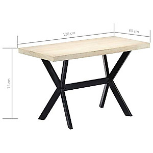 YPWRENH Cocktail Table Snack Table Dining Table White 47.2"x23.6"x29.5" Solid Mango Wood for Dining Room, Kitchen or Living Room