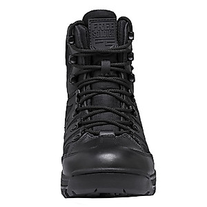 FREE SOLDIER Outdoor Men's Tactical Military Combat Ankle Boots Water Resistant Lightweight Mid Hiking Boots(Black7)