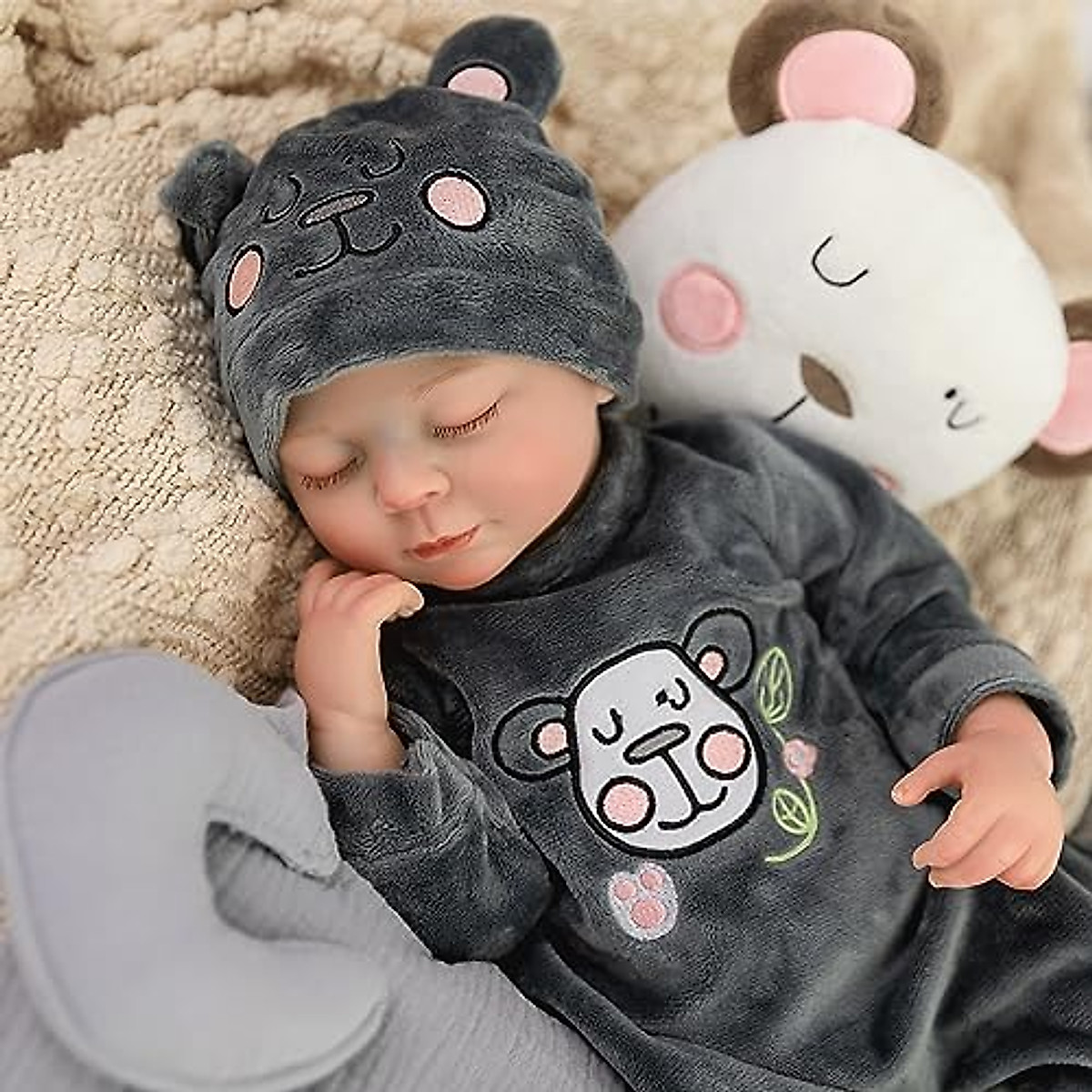 FANCCI Reborn Baby Dolls, 18 inch Newborn Baby Boy Doll, Lifelike Handmade Doll Full Body Vinyl Baby Doll, Advanced Painted Christmas/Birthday Gift for Kids Age 3+ (Allen.X)