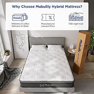 Mubulily Full Mattress,8 Inch Hybrid Mattress in a Box with Gel Memory Foam,Motion Isolation Individually Wrapped Pocket Coils Mattress,Pressure Relief, Medium Firm Support,CertiPUR-US.