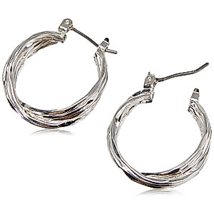 NINE WEST Women's Silvertone Twisted Hoop Earrings