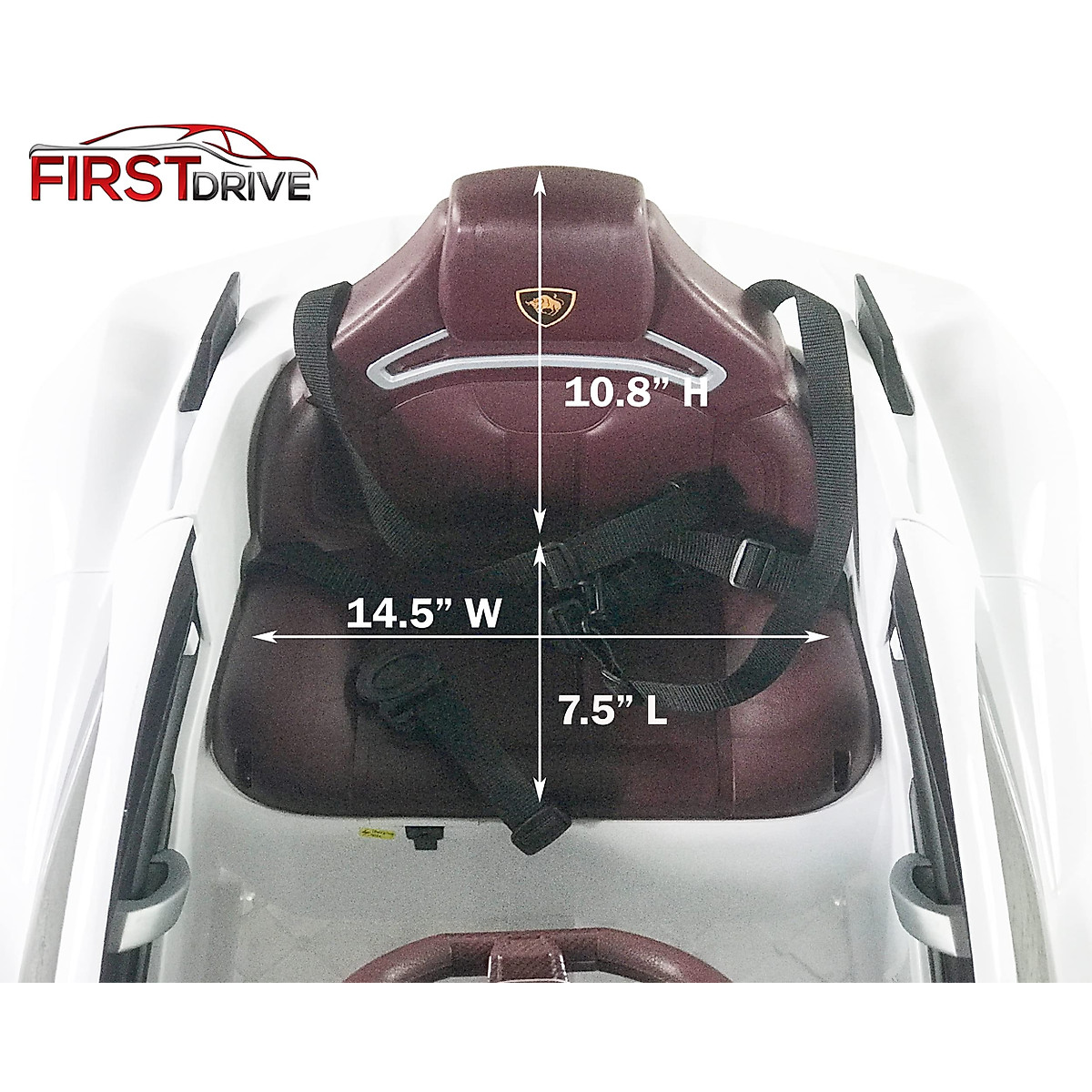 First Drive Lambo Concept 12v Car for Kids to Drive for Boys/Girls - Dual Motor Electric Power Ride on Car with Remote, MP3, Aux Cord, Led Headlights, and Premium Wheel (White)