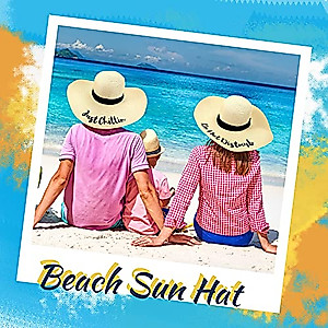 4 Pcs Women Beach Hats Floppy Foldable Straw Hat Embroidered Summer Wide Brim Hats for Travel Summer Vacation (Beige, Classic Style)