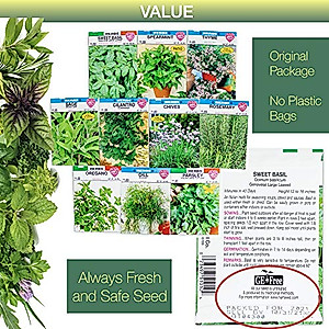 Window Garden Herb Seeds - 10 Popular Varieties for Indoor or Outdoor Planting, Growing. Attractive Markers and Quality Seed - Basil Parsley Dill Oregano Rosemary Chives Mint Sage Thyme Cilantro.