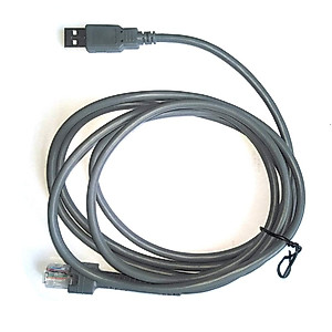 PZV USB to RJ48 Cable 7ft 2mtr Dura-Gray for Barcode Scanner USB Cable,USB Data Transmission Cable for Digital Handheld Barcode Scanner Compatible with LS2208 DS4208 9208 1203 LS4208 LS3008 LS3408