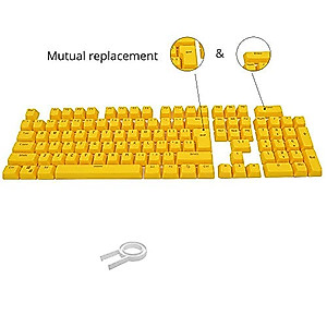 Bossi PBT Keycaps Backlit 104Key Set Doubleshot Injection Cherry MX Keycaps with Keycaps Puller for 87/104 MX Switches Mechanical Gaming Keyboard - Yellow