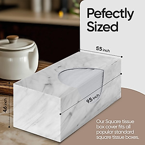Tissue Box Cover Rectangle - Tissue Box Holder Rectangular - Compatible with Puffs - Acrylic Marble Bathroom Accessories Decor