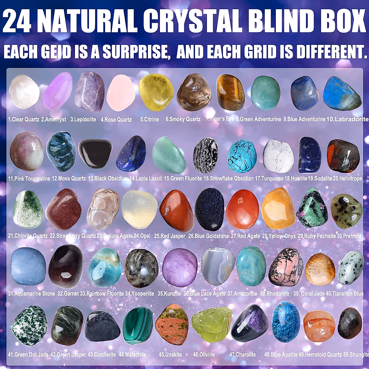 PAOSOD Healing Crystal Advent Calendar 2022 - 24 Pcs Christmas Novelty Toy Set - 2023 New Year 24 Days Countdown Board Game-Christmas Countdown Calendars for Christmas Home Garden Decoration