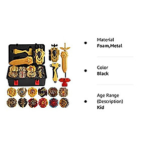 XIXIPOPOMT 12 Pcs Gyros Burst Turbo Gyros Top Evolution Metal Fusion Burst Gyro Toy Battle Gyro Battling Tops Game Set with 12 Spinning Top and 3 Launchers, Age 6+