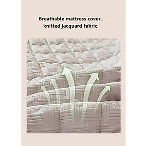 LFSPHQEC Quilted Fitted Mattress Protector 11"" Deep Mattress Pad Elastic Fitted Mattress Cover Mattress Topper for Twin Small Double Full Queen Super King Bed(Green,90x200+28cm)