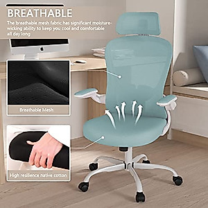 Office Chair, High Back Ergonomic Desk Chair, Breathable Mesh Desk Chair with Adjustable Lumbar Support and Headrest, Swivel Task Chair with flip-up Armrests, Executive Chair for Home Office