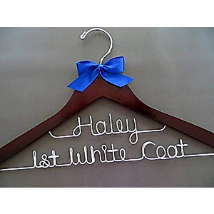 Flowershave357 2 Line First White Coat Hanger with Name 1st White Coat Ceremony Doctor Hanger Medical School Graduation Gift Personalized Doctor Gift