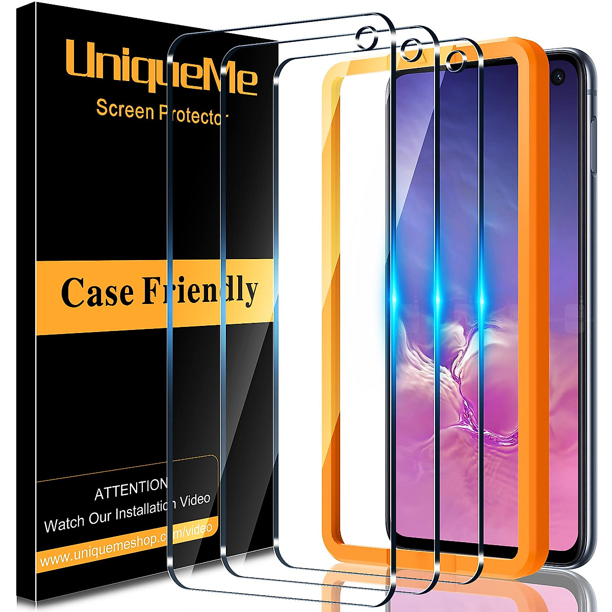 UniqueMe [3 Pack] for Samsung Galaxy S10e Screen Protector, Tempered Glass 9H Hardness Bubble Free Screen Cover