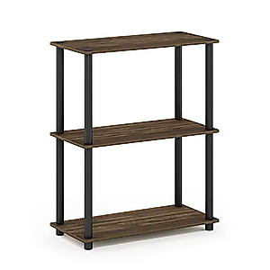 Furinno Turn-N-Tube 3-Tier Compact Multipurpose Shelf Display Rack, Columbia Walnut/Black