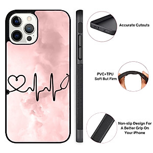 Medicine Hospital Heartbeat Stethoscope Heart Medical Nurse Case - Compatible with iPhone 14 - Durable Non-Slip TPU Rubber Shockproof Slim Case (14)