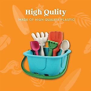 JOYIN 25 Pieces Beach Sand Toys Set with Mesh Bag Including Bucket, Car, Shovels, Rakes, Watering Can, Molds for Kids Summer Outdoor Beach Fun