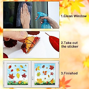 Suponar Fall Window Clings, 8 Sheet Fall Window clings for Glass Windows, Fall Decorations for Home, Fall Leaves Window Stickers for Thanksgiving Autumn Fall Décor