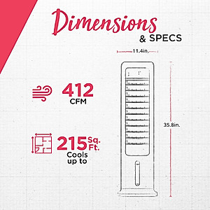 Newair Evaporative Cooler 412 CFM 215 sq. ft. Portable Freestanding Home Air Cooler 3 Fan Speeds Dual Direction Oscillation White Evap Cooler