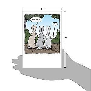 NobleWorks - 1 Humor Birthday Card with Envelope - Funny Cartoons for Birthday Greetings, Celebration Notecard - Bunny Selfies C2750BDG