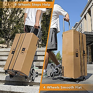 TOLEAD Foldable Stair Climbing Cart 180lb Capacity Convertible Hand Trucks and Dolly,Adjustable Height 3 in 1 Heavy Duty Stair Climber Cart with 10 Wheels