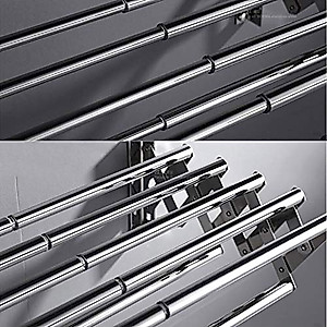 YAWEDA Rust-Proof and Space-Saving Indoor and Outdoor Hangers Stainless Steel Durable Wall Mount Clothes Double Pole Drying Rack for Bathroom Kitchen Hotel (Size : 50-77cm)