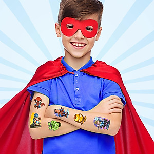 119 Pcs Superhero Party Favors Tattoos Sticker, Teen Hero Tattoos Sticker Waterproof Tattoos For Kids Temporary Tattoos Sticker For Kids Boys Girls Decorate Themed Party Supplies