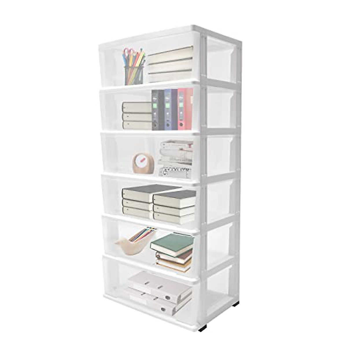6 Rolling Storage carts, Rolling Storage Cart, Storage Tower Organizer Units for Closet, Living Room, Hallway, Dormitory, Home Office Bedroom White