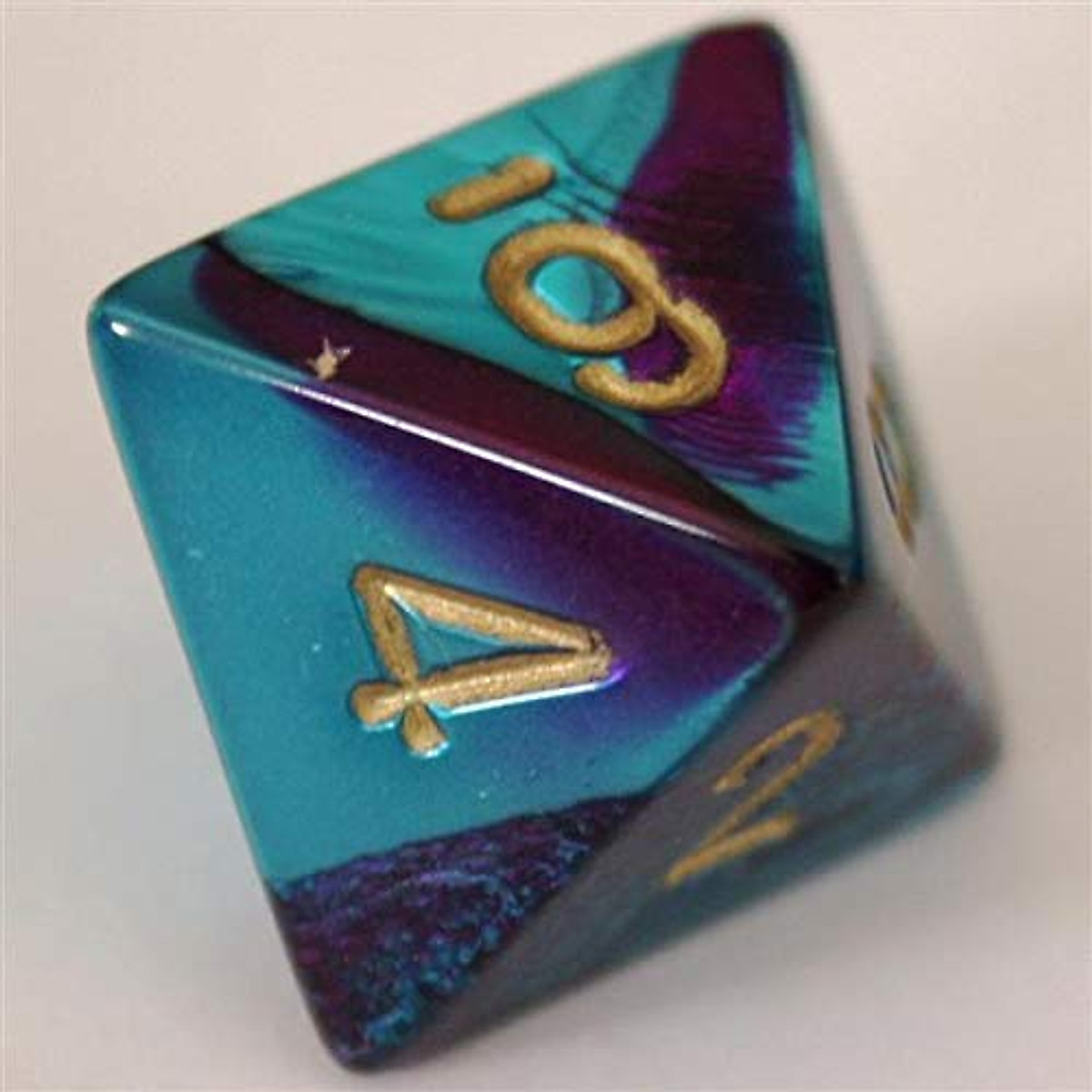 Polyhedral 7-Die Gemini Dice Set: Purple & Teal with Gold (d4, d6, d8, d10, d12, d20 & d00)