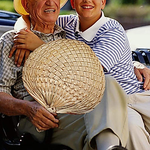 Forart Natural Raffia Hand Fans Hand-Made Exquisite Palm Fan, Handmade Raffia Fans, Wedding Favor Fans Favor for Wedding, Camping, Home Decoration