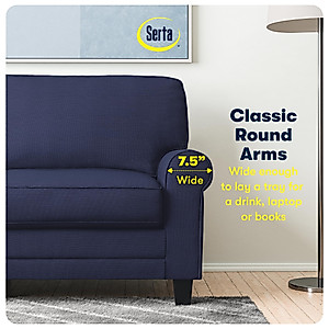 Serta Copenhagen 78" Sofa - Pillowed Back Cushions and Rounded Arms, Durable Modern Upholstered Fabric - Navy Blue