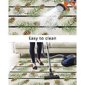 Christmas Outdoor Rugs for 6'x9' Patios Clearance, RV Camping Mat Rug Portable Outside Rug Indoor Outdoor Area Rug Mat for Beach Deck Pool Farmhouse Pine Leaves Cone Stripe