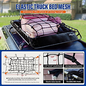 PINGDIR Roof Rack Basket 51" X 36" X 5" Rooftop Rack Cargo Carrier Universal, Waterproof Cargo Bag 44 * 35 * 16", Cargo Net with Attachment Hooks, 2 pcs Ratchet Strap,Roof Pedal