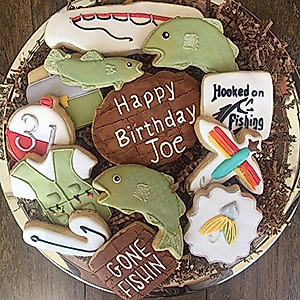 Fishing Cookie Cutter 6 Piece Set from The Cookie Cutter Shop - Fishing Pole, Bobber, Trout, Salmon Cookie Cutters – Tin Plated Steel Cookie Cutters